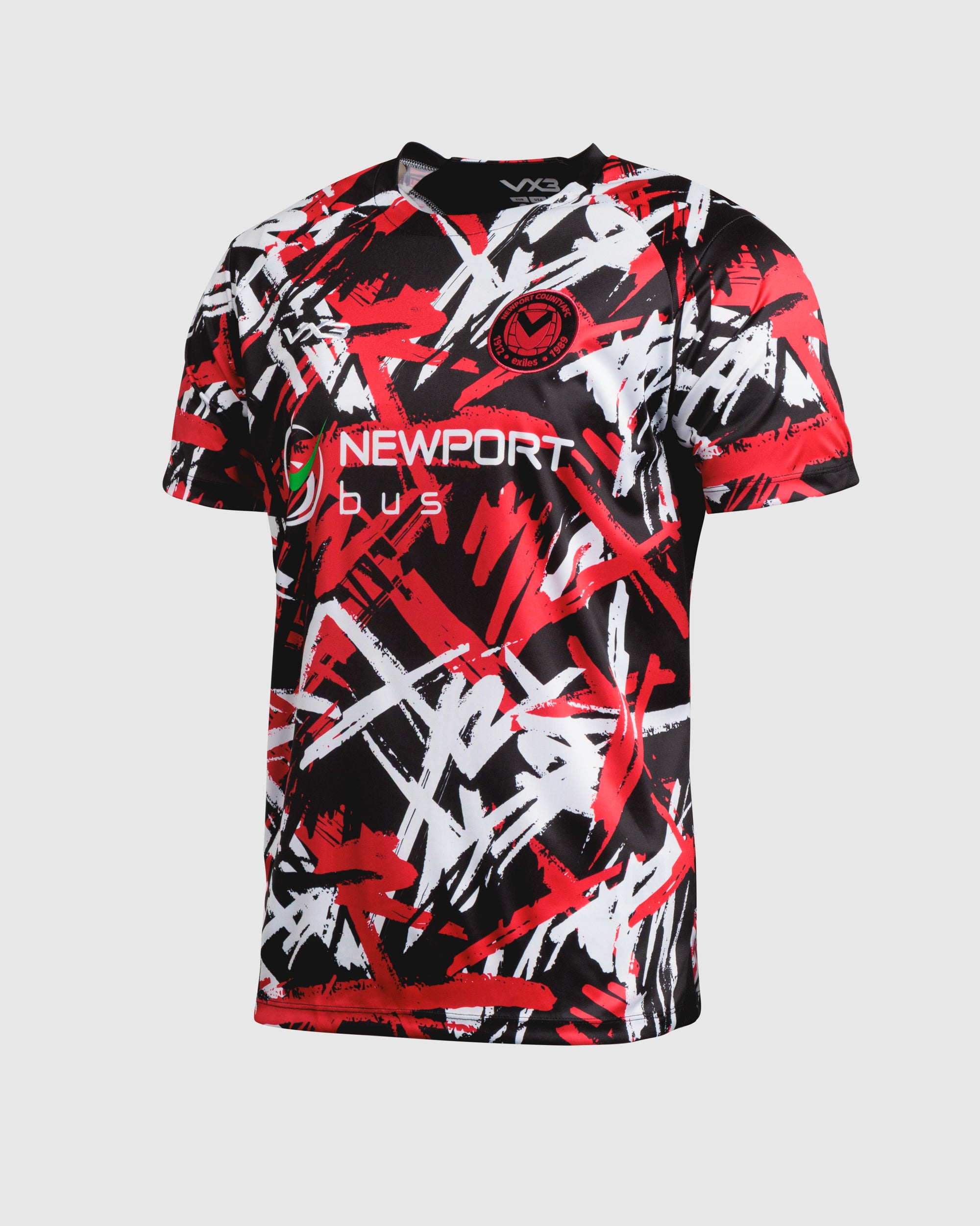 Newport County AFC 25/26 Away Warm Up Tee Youth Black/Bright Red ...